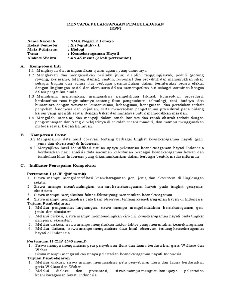 RPP Keanekaragaman Hayati | PDF | Karier & Perkembangan | Seni & Disiplin Bahasa