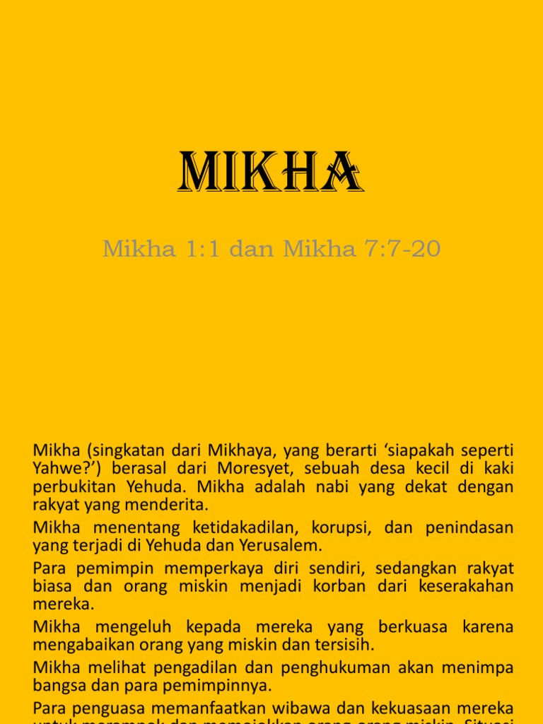 Cerita Alkitab Tentang Mikha | PDF