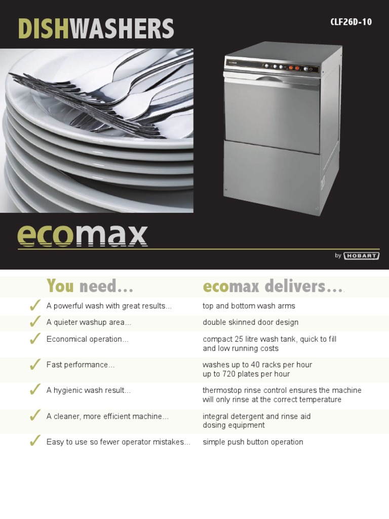 Ecomax Front Loading Dishwashers | Download Free PDF | Dishwasher ...
