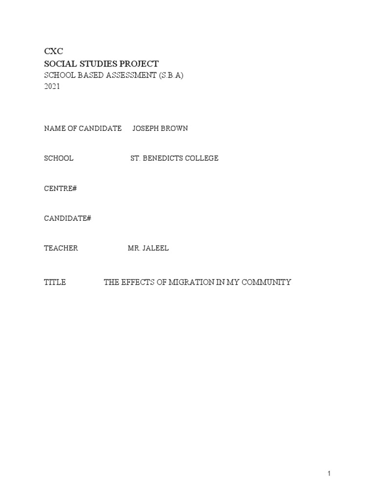 Social Studies SBA Questionnaire | PDF | Survey Methodology