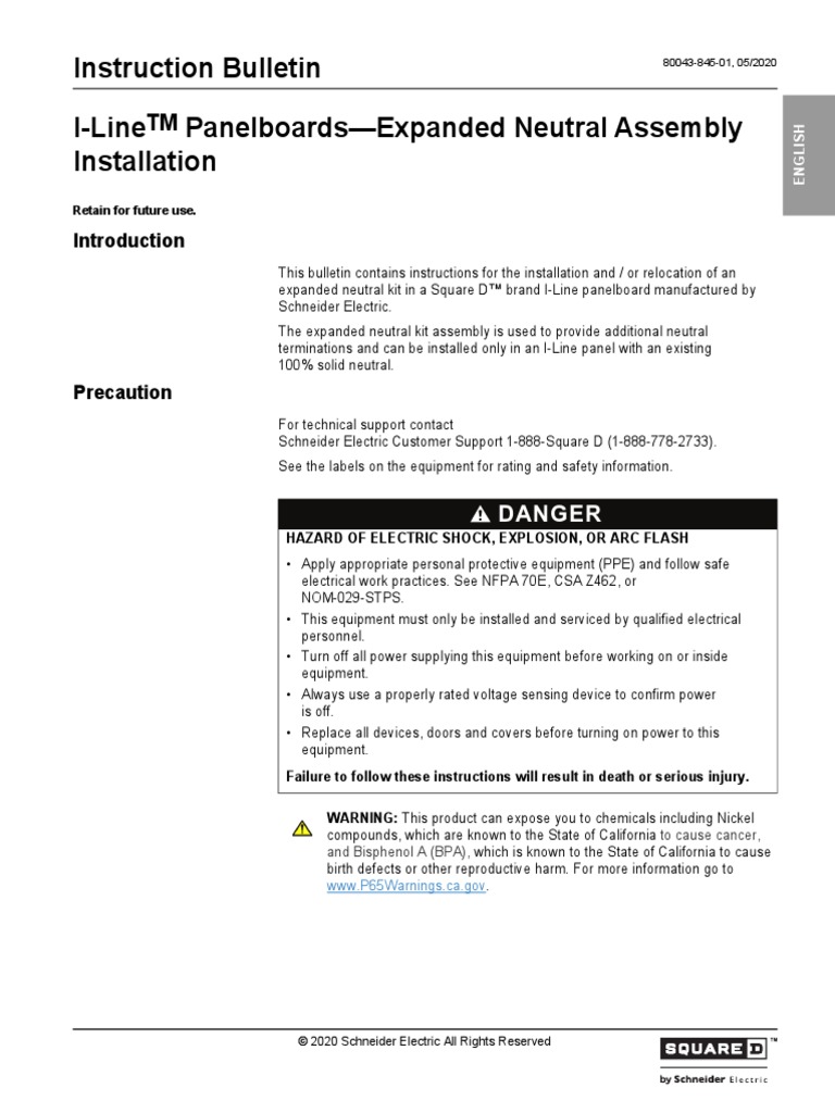 Instruction Bulletin I-Line Panelboards-Expanded Neutral Assembly ...