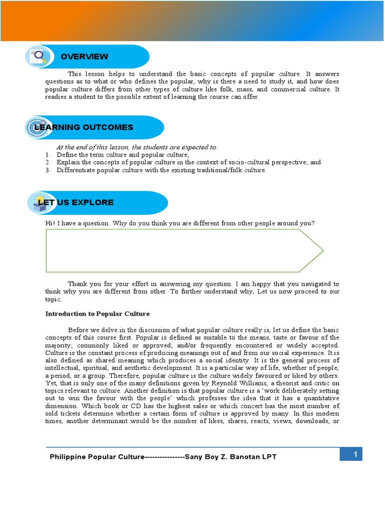 GE-Elect 2 Module 1 | PDF | Popular Culture | Folklore