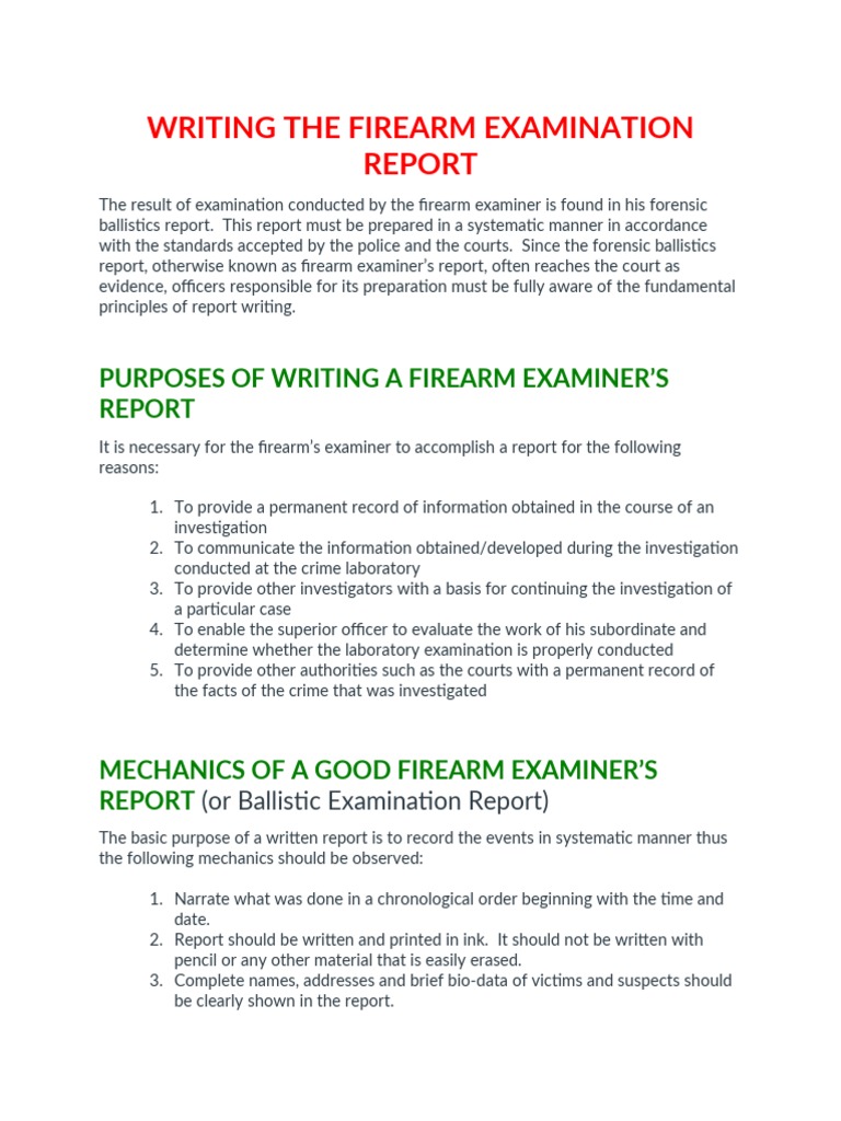 Writing The Firearm Examination | PDF | Forensic Science | Accuracy And ...