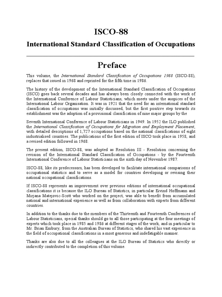 ISCO-88: International Standard Classification of Occupations | PDF ...