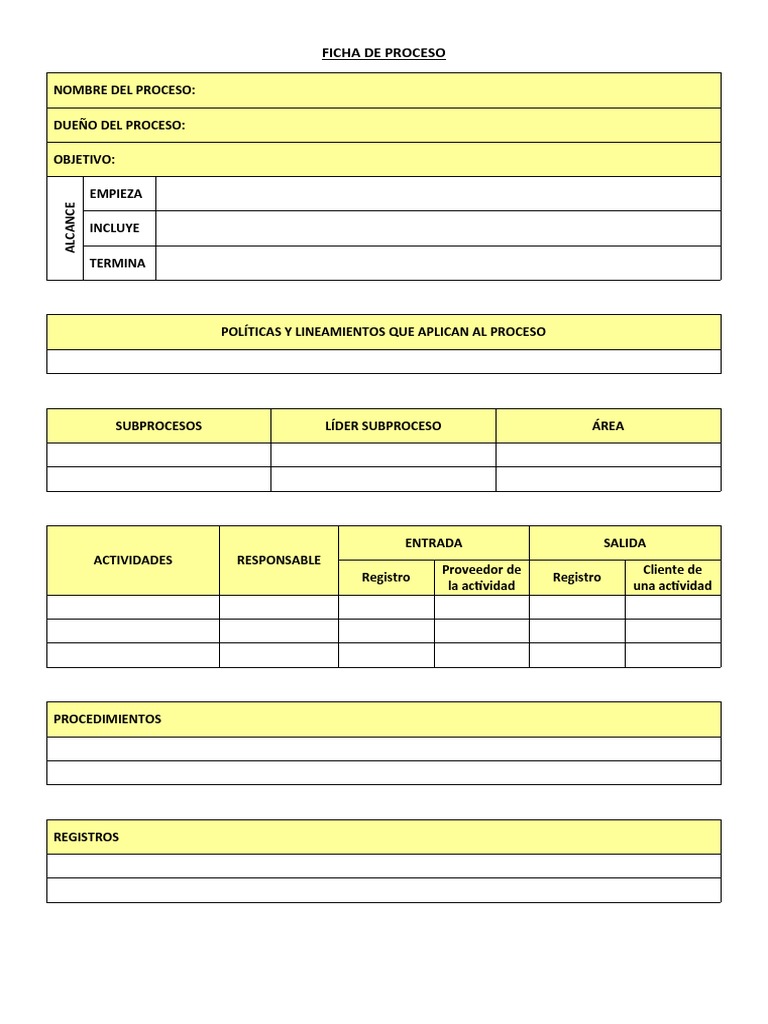 Plantilla para Ficha de Proceso | PDF