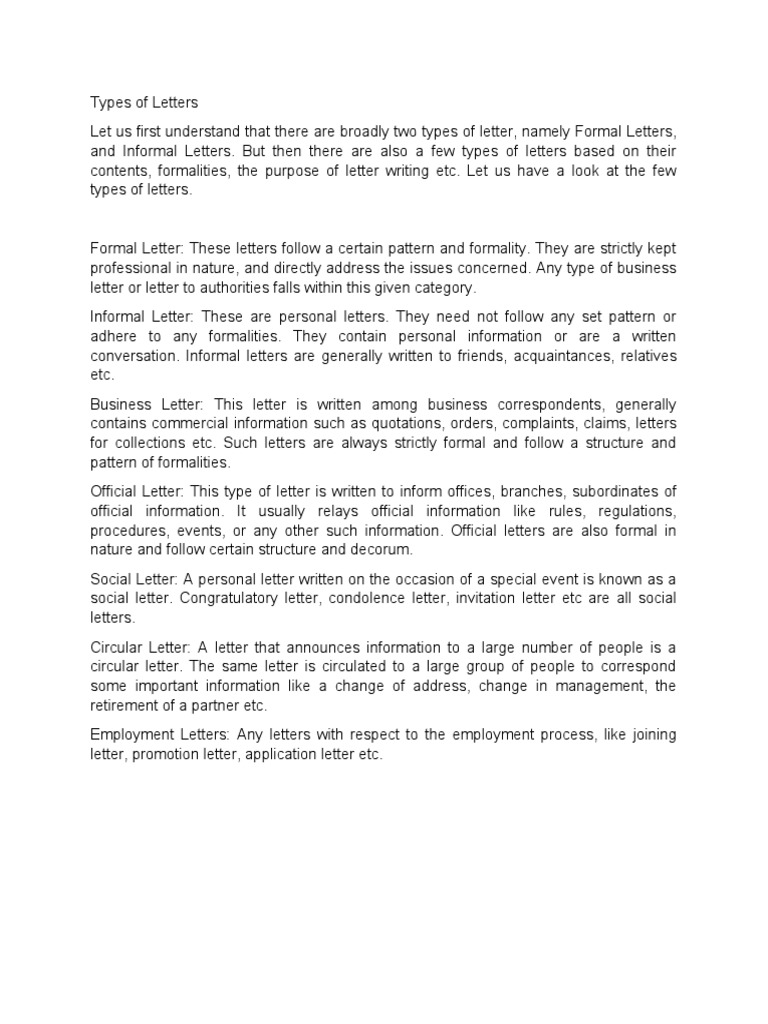 Types of Letters | PDF | Information | Communication