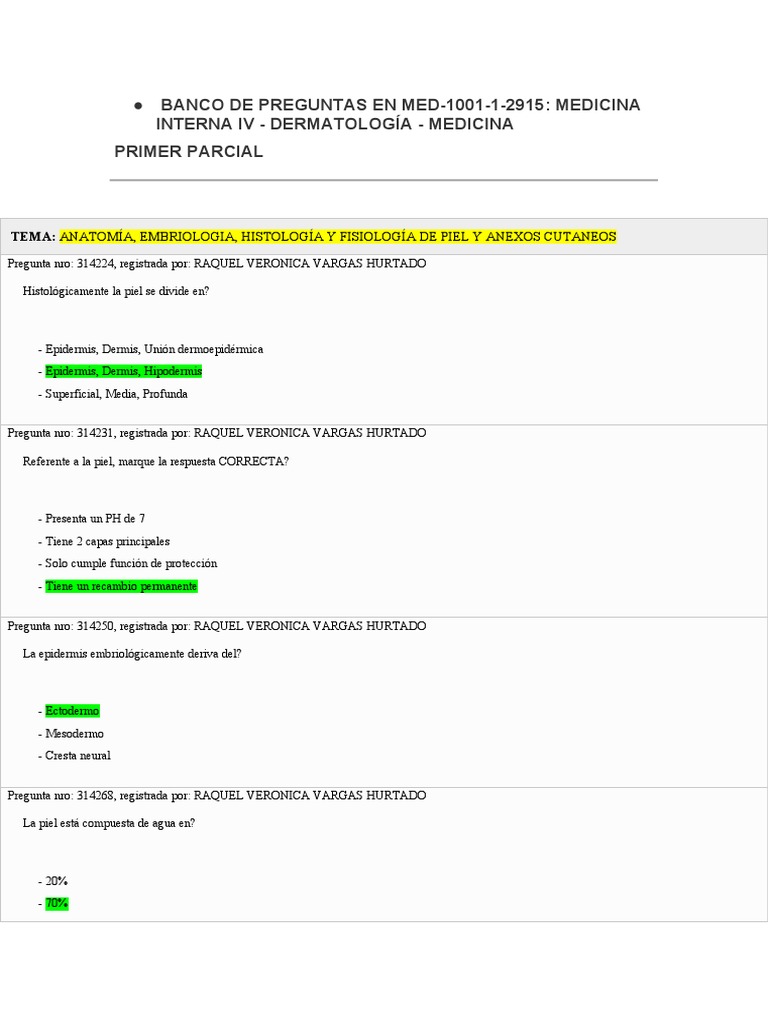 Dermato 1 Parcial-1 | PDF | Epidermis | Herpes Simple