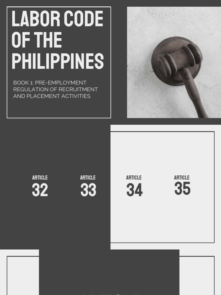 Labor Code of The Philippines: Book 1: Pre-Employment Regulation of ...