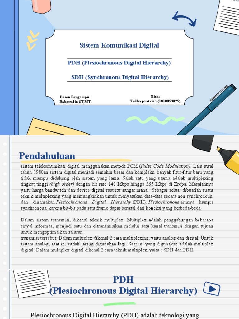 Sistem Komunikasi Digital: Perbandingan Teknologi PDH dan SDH | PDF