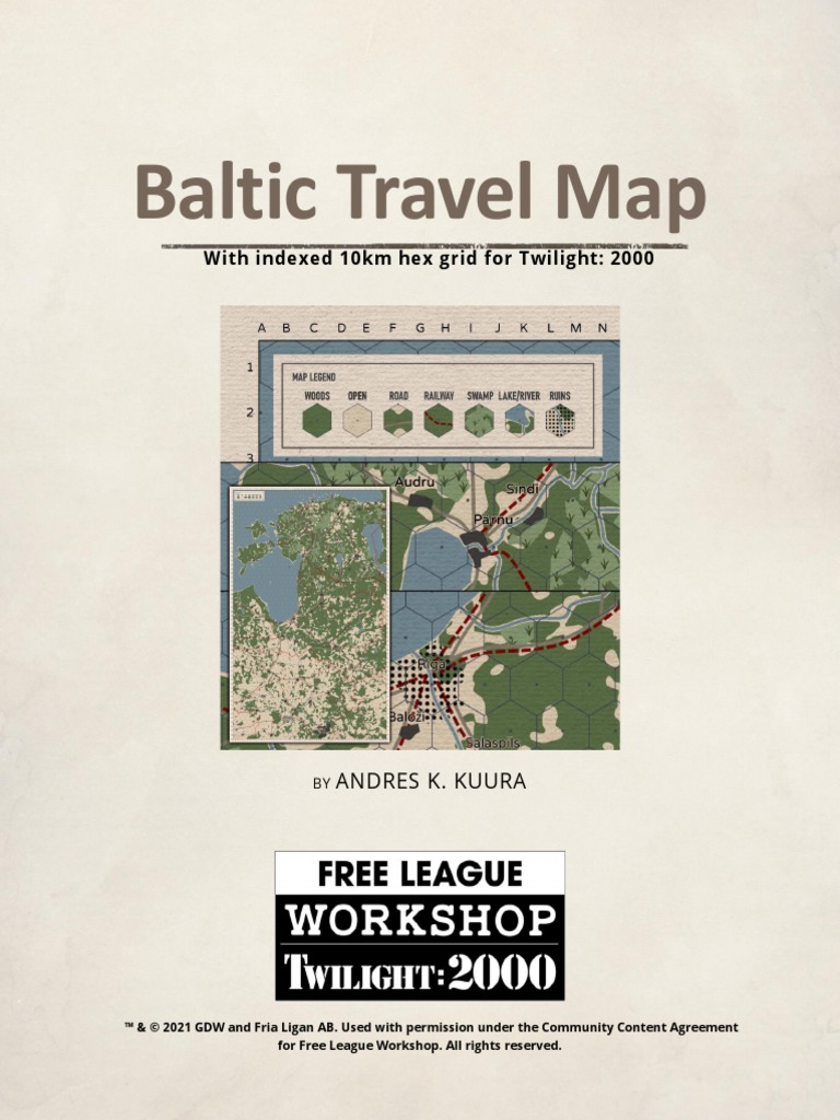 Baltic Travel Map: With Indexed 10km Hex Grid For Twilight: 2000 | PDF