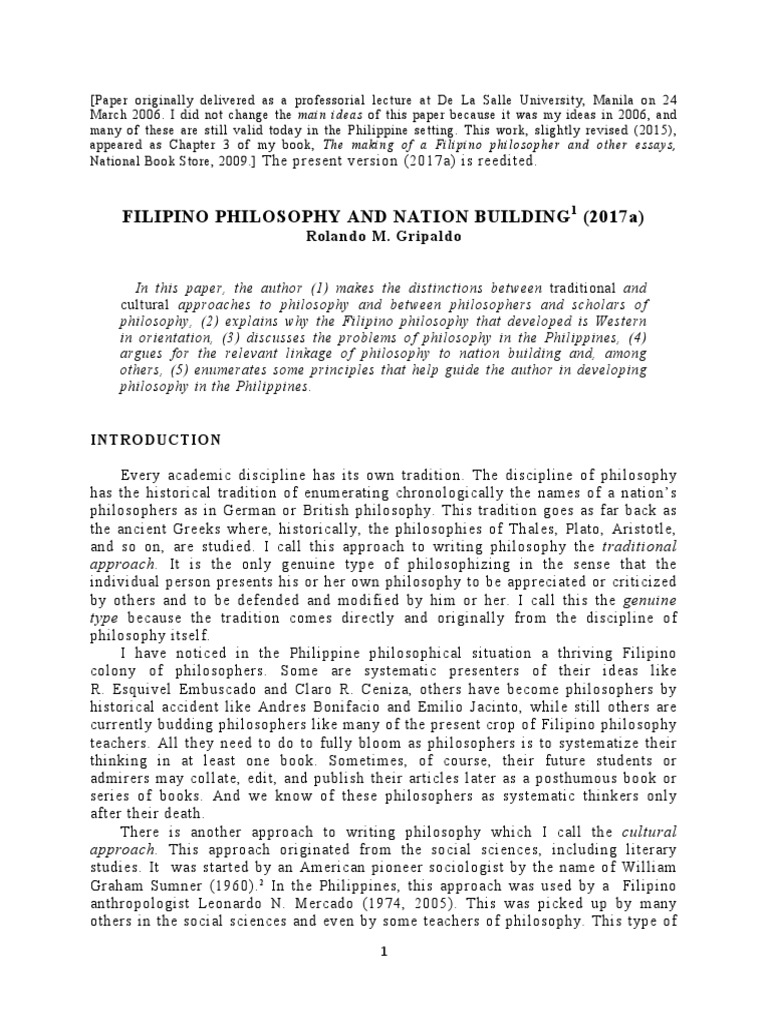 Filipino Philosophy and Nation Building | PDF | Age Of Enlightenment ...