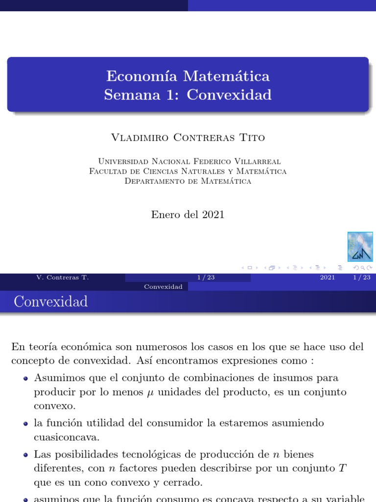Economía Semana 1 Clase 1 | PDF | Conjunto convexo | Función (Matemáticas)