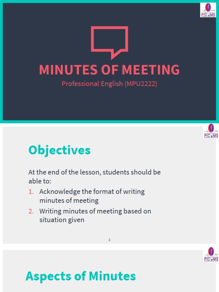 Minutes of Meeting: Professional English (MPU2222) | PDF | Communication