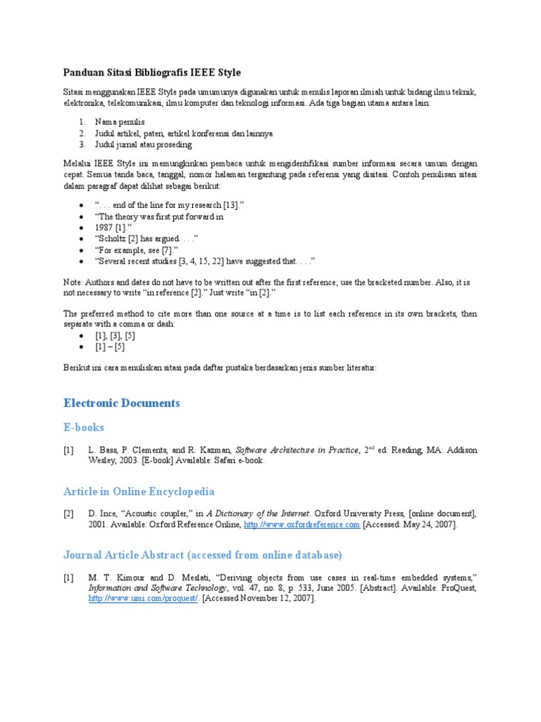 Panduan Sitasi Bibliografis IEEE Style | PDF | Internet | Computing