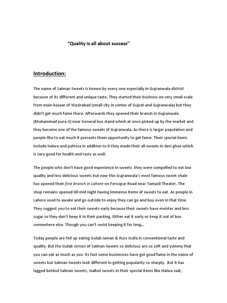 Salman Sweets Case Study | PDF | Asian Cuisine | Regional & Ethnic Food