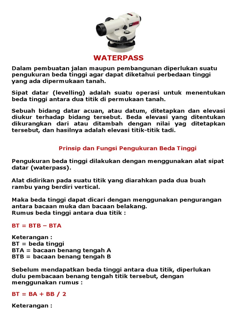 !pengukuran Waterpass Profil | PDF