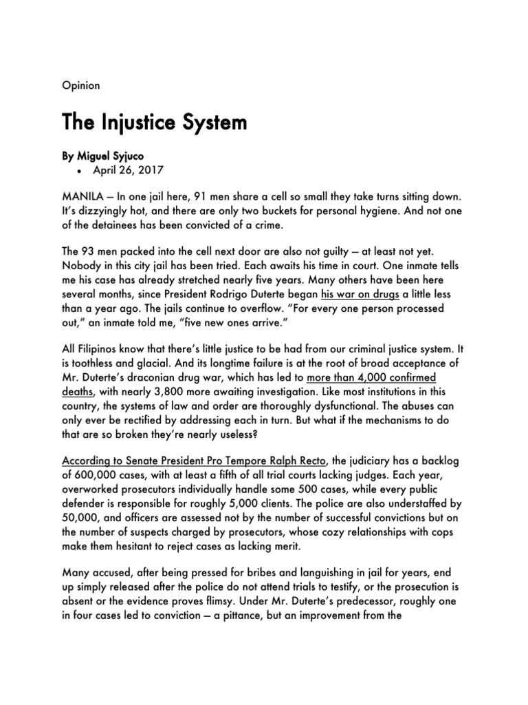 The Injustice System | PDF | Rodrigo Duterte | Police