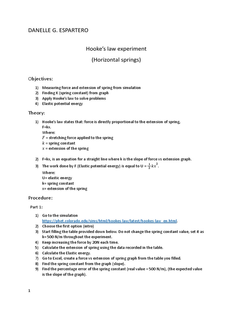 Hooke's Law | PDF | Force | Elasticity (Physics)
