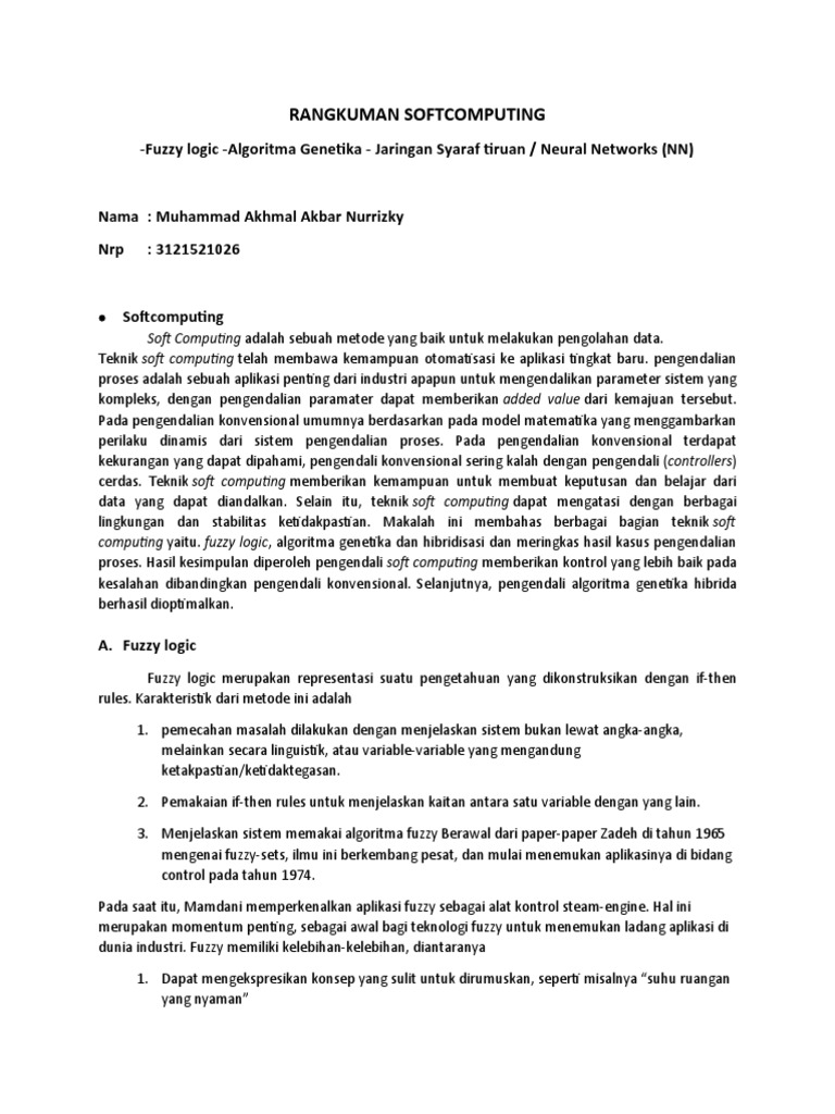 Rangkuman Softcomputing | PDF