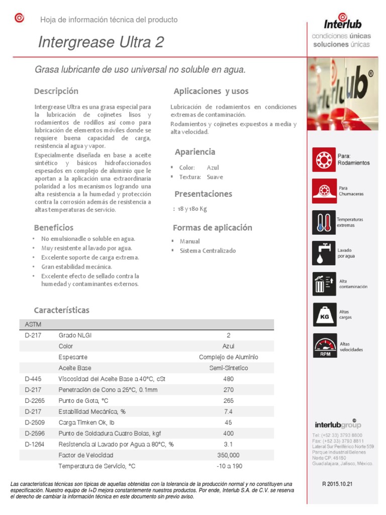 Intergrease Ultra 2 | PDF | Agua | Aluminio