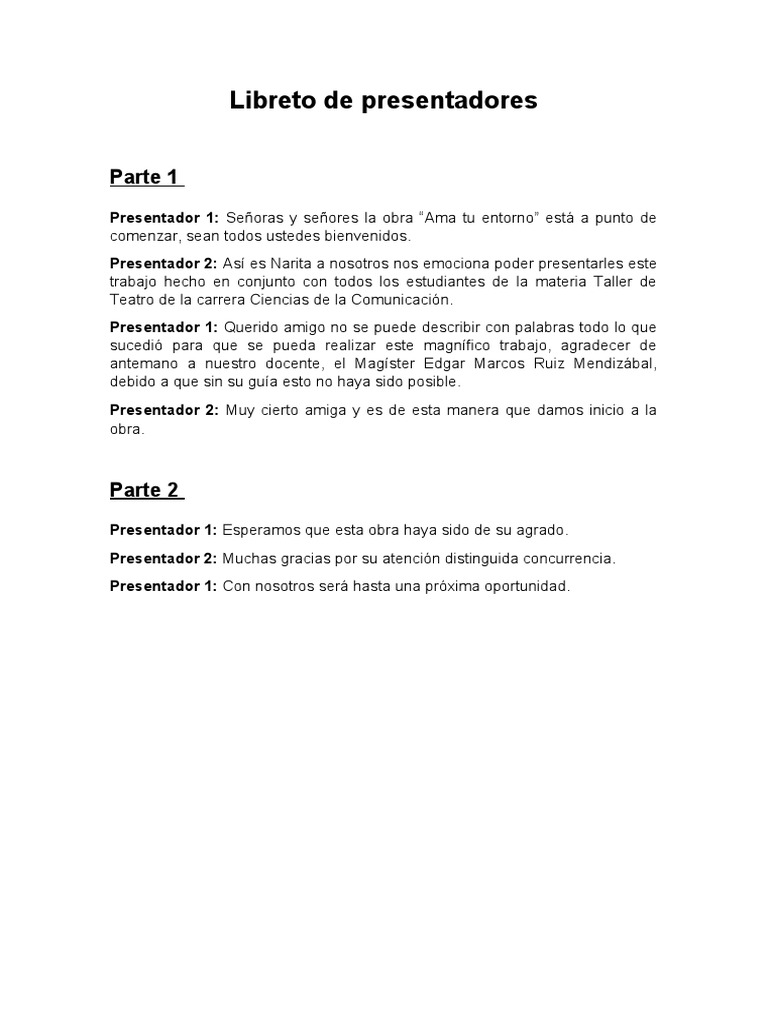 Libreto de Presentadores | PDF