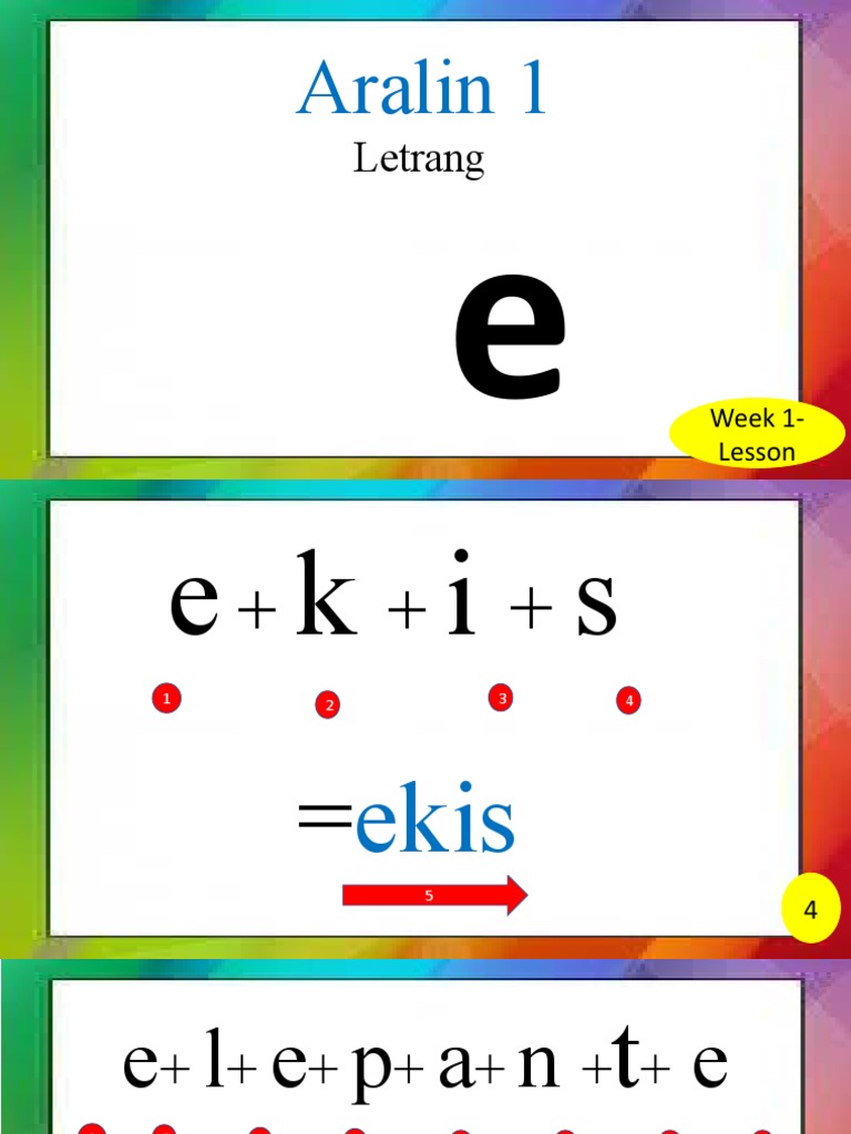 FLASHCARDS - Aralin 1 Letrang Ee | PDF