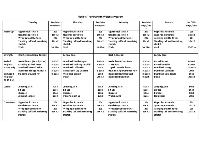 Flexible Weight Training Program | PDF | Recreation | Athletic Sports