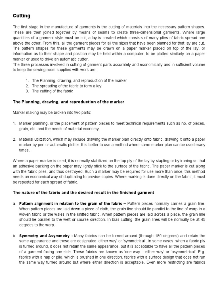 Cutting Room Procedures | PDF | Knife | Blade