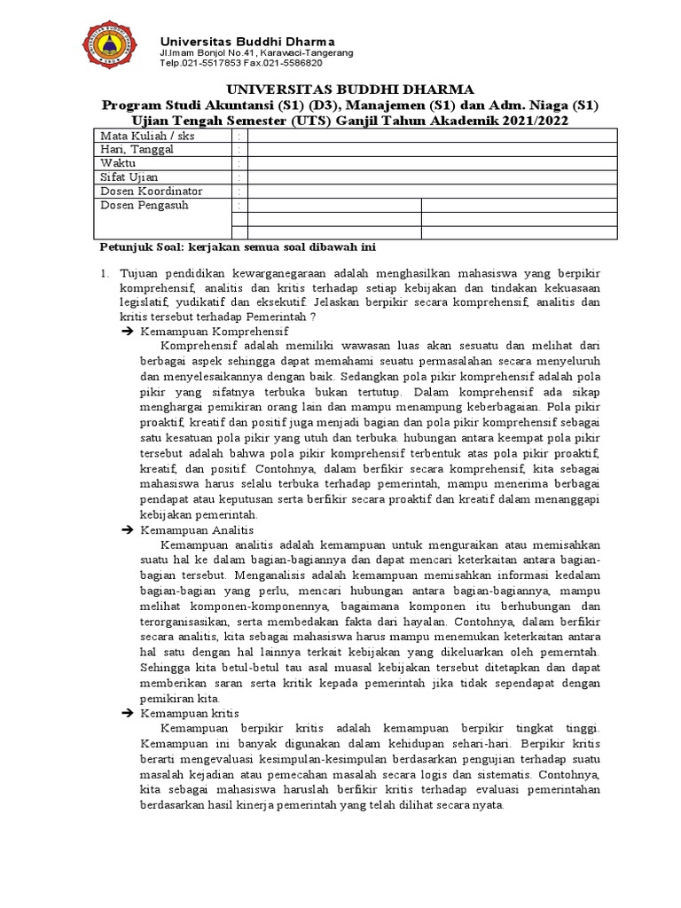 Kop Ujian UBD Fak. Bisnis - UTS | PDF | Politik | Sains & Matematika