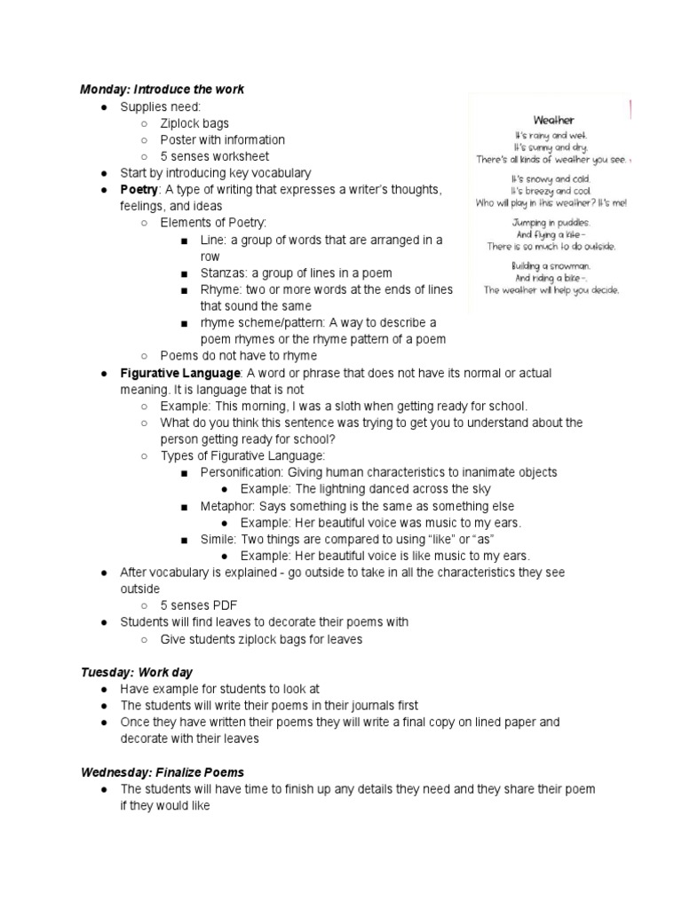 Lit Work - Poetry 3rd Grade 1 | PDF