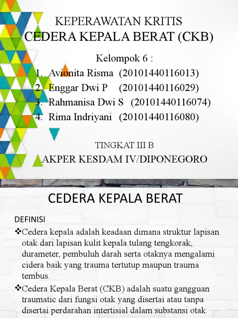 Cedera Kepala Berat (CKB) : Keperawatan Kritis | PDF