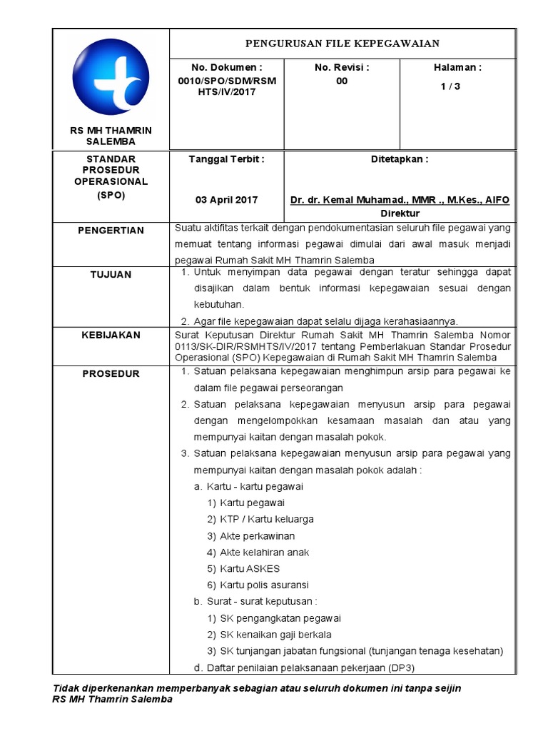 Pengurusan File Kepegawaian | PDF