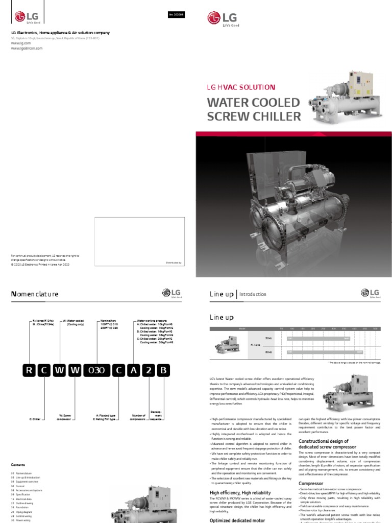 Water Cooled Screw Chiller | PDF | Piston | Mechanical Engineering