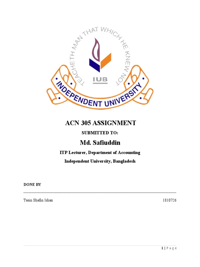 Acn 305 Final Assignment | PDF | International Financial Reporting Standards | Equity (Finance)