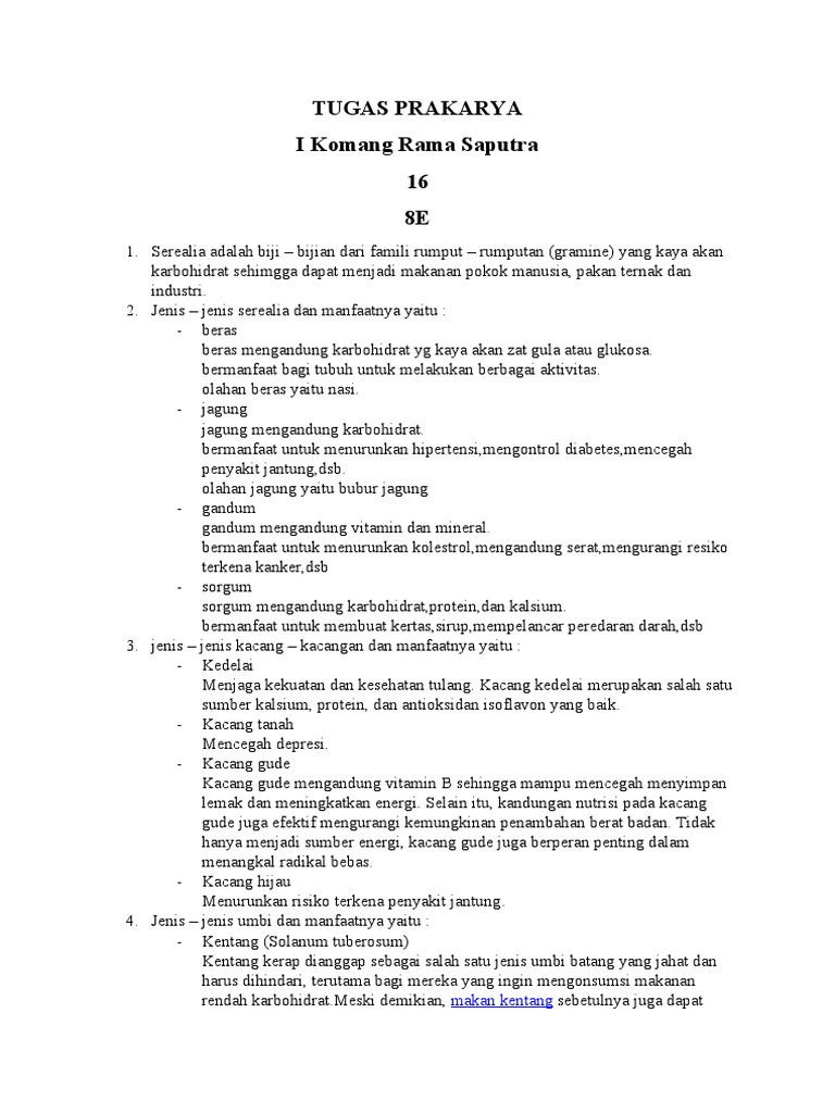 Tugas Prakarya I Komang Rama Saputra 16 8e | PDF
