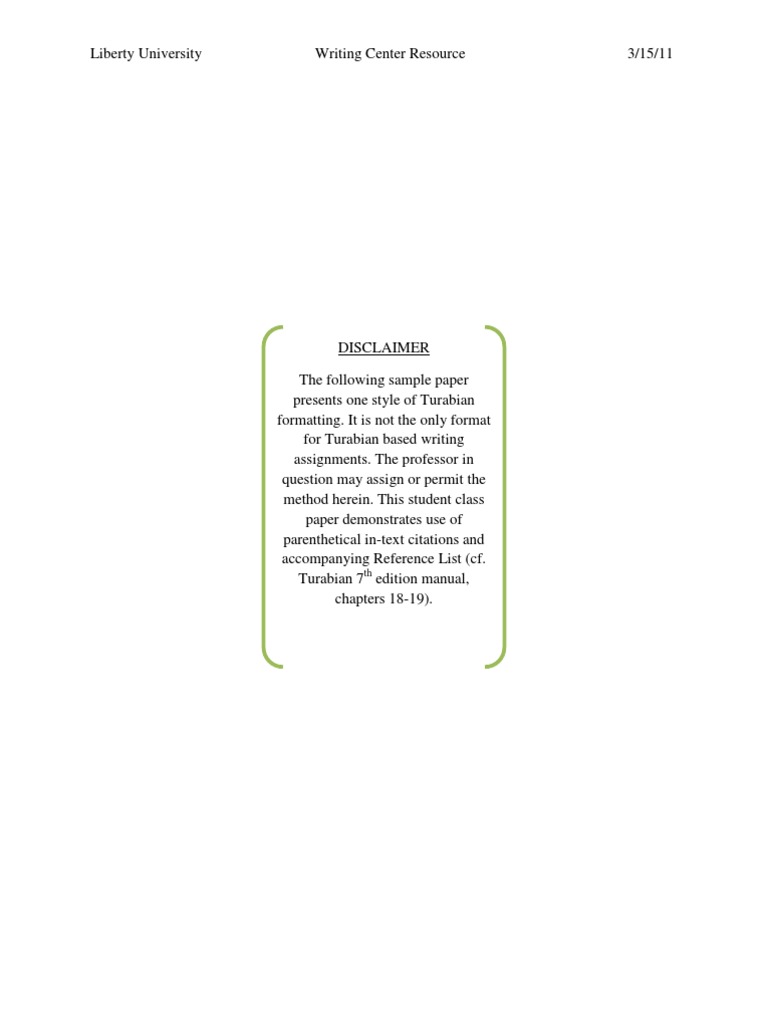 Turabian 7th Edition Sample Paper | PDF