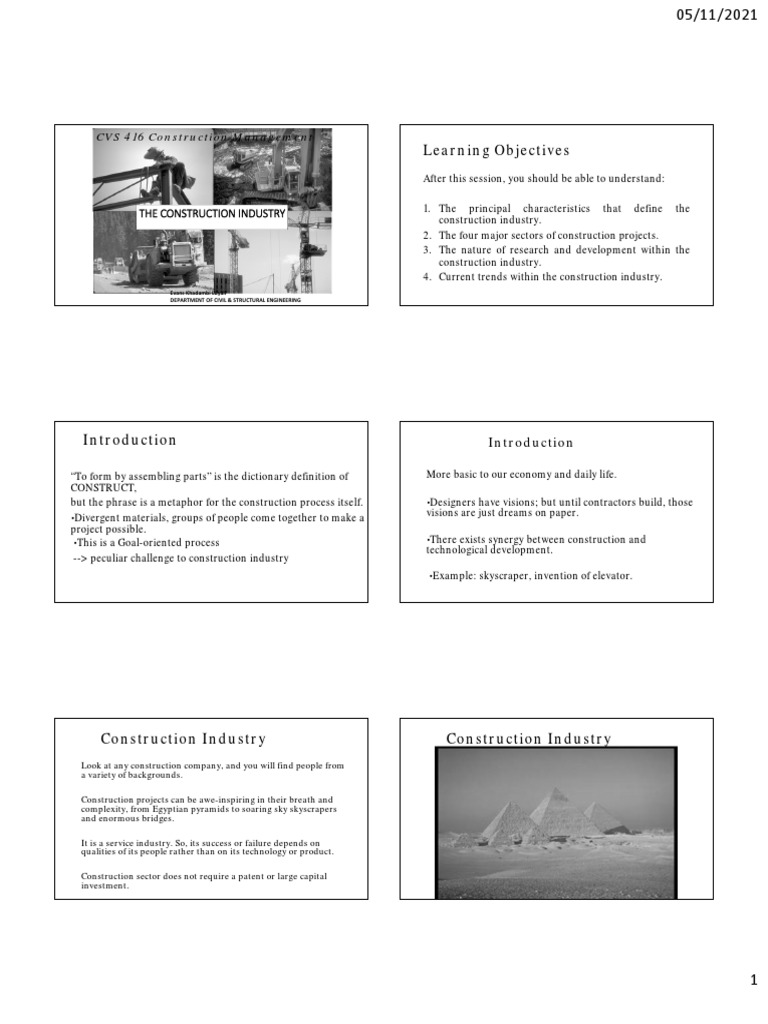 20 - 01 Introduction To Construction Industry | PDF | Occupational ...