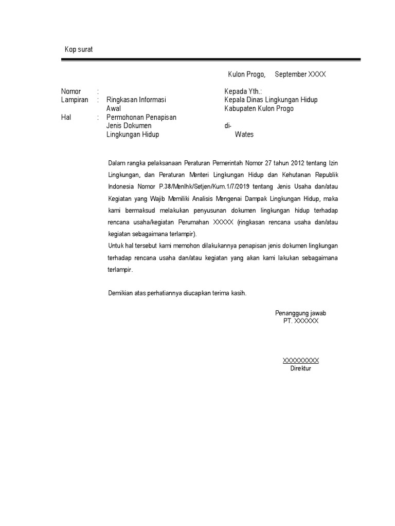 CONTOH Surat Permohonan Penapisan Jenis Dokumen | PDF