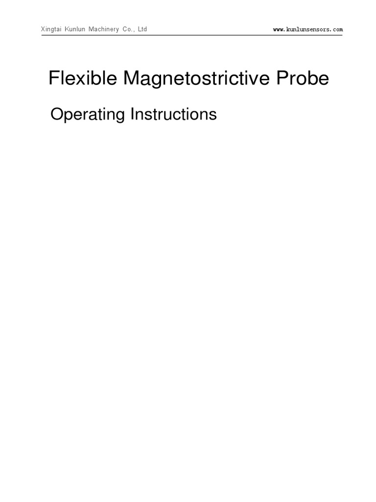 Flexible Magnetostrictive Probe: Operating Instructions | PDF ...