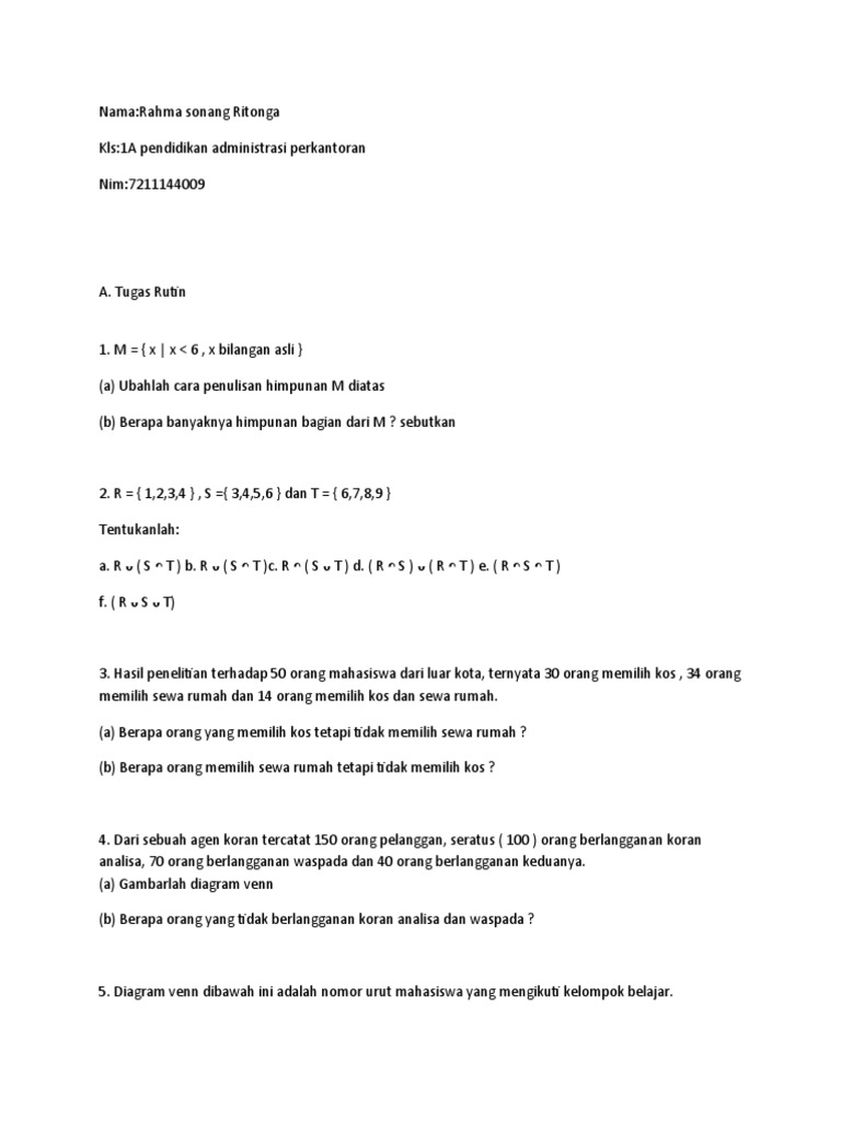 Tugas Rutin MTK | PDF | Metode & Bahan Ajar