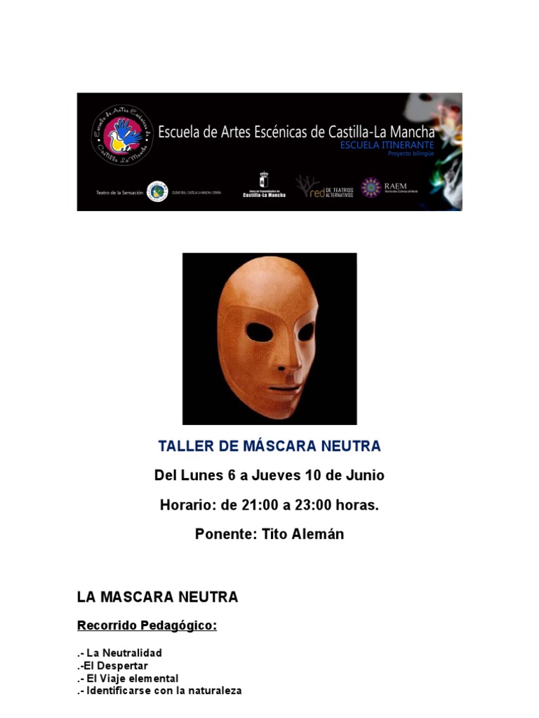 Taller de Máscara Neutra en Teatro | PDF | Máscara | Teatro
