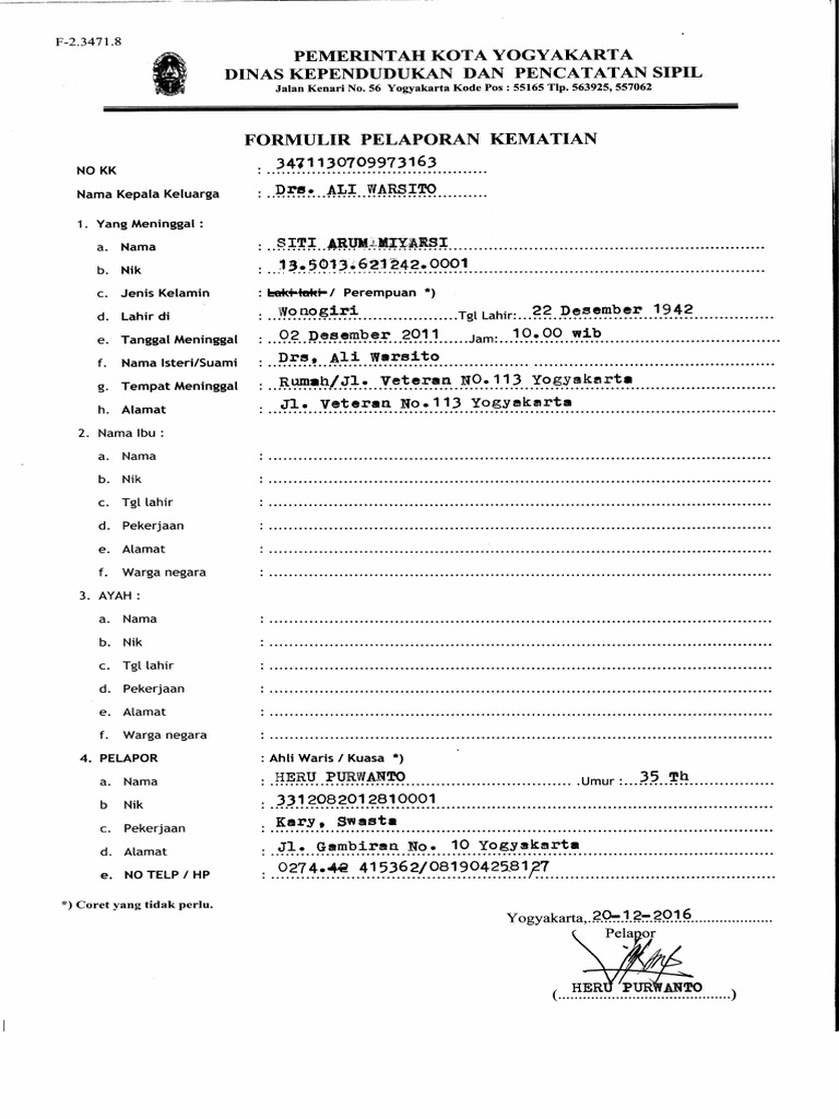 Permohonan Surat Kematian | PDF