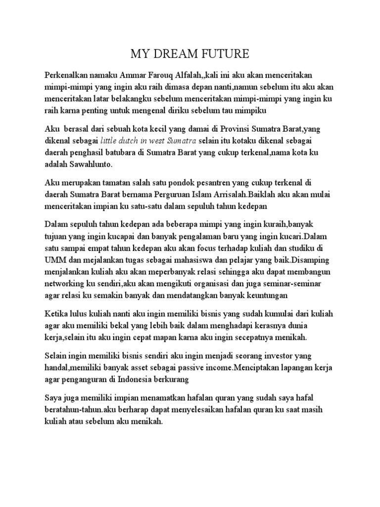 My Dream Future | PDF | Karier & Perkembangan