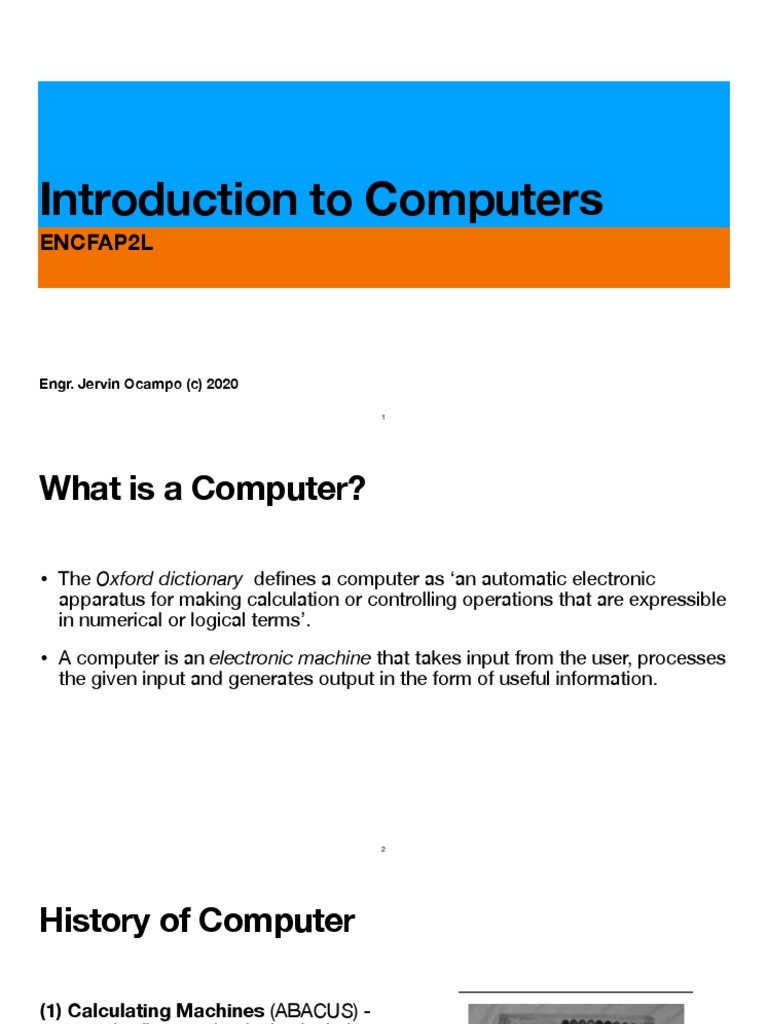 Introduction To Computers: Encfap2L | PDF | Computer Data Storage | Cpu ...