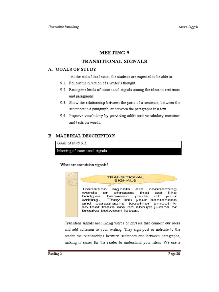 Understanding Transitional Signals in Writing | PDF | Sentence ...
