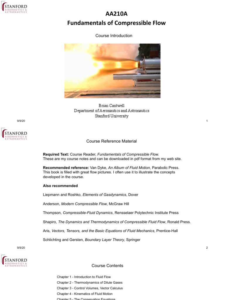 AA210A Fundamentals of Compressible Flow: Course Introduction | Download Free PDF | Fluid ...