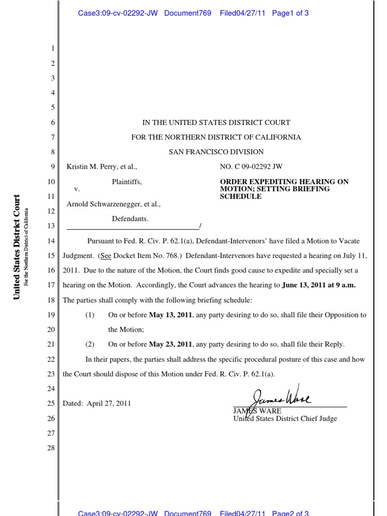 Order Expediting Hearing On Motion Setting Briefing Schedule | PDF