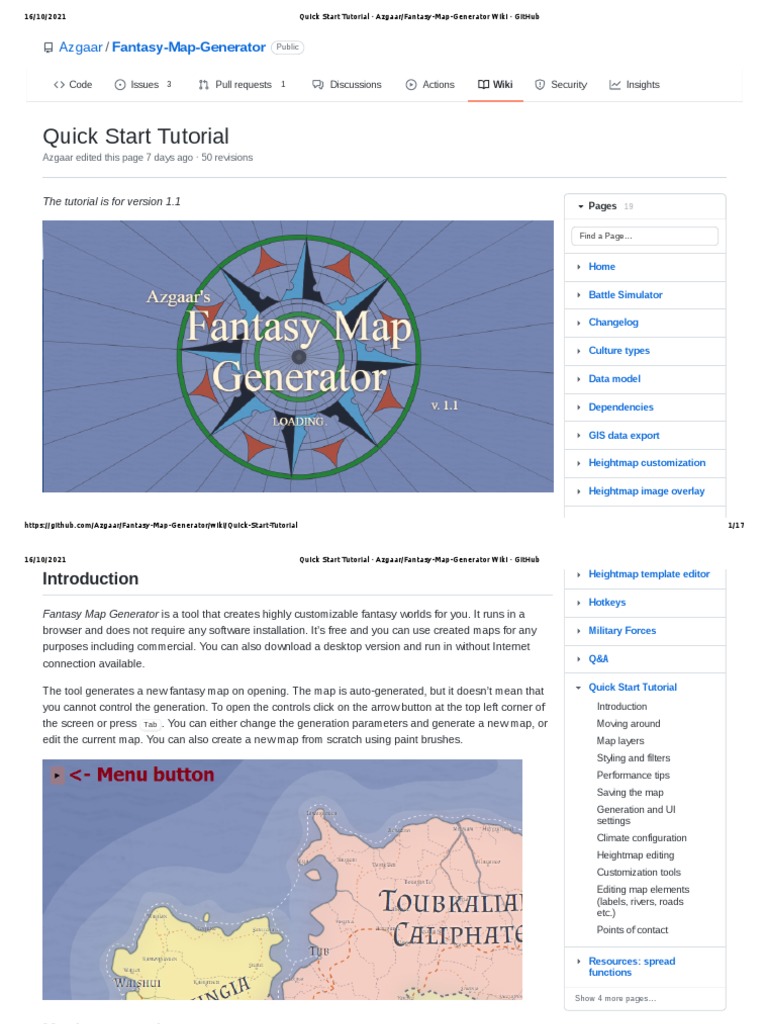 Quick Start Tutorial Azgaar - Fantasy-Map-Generator Wiki GitHub | PDF ...