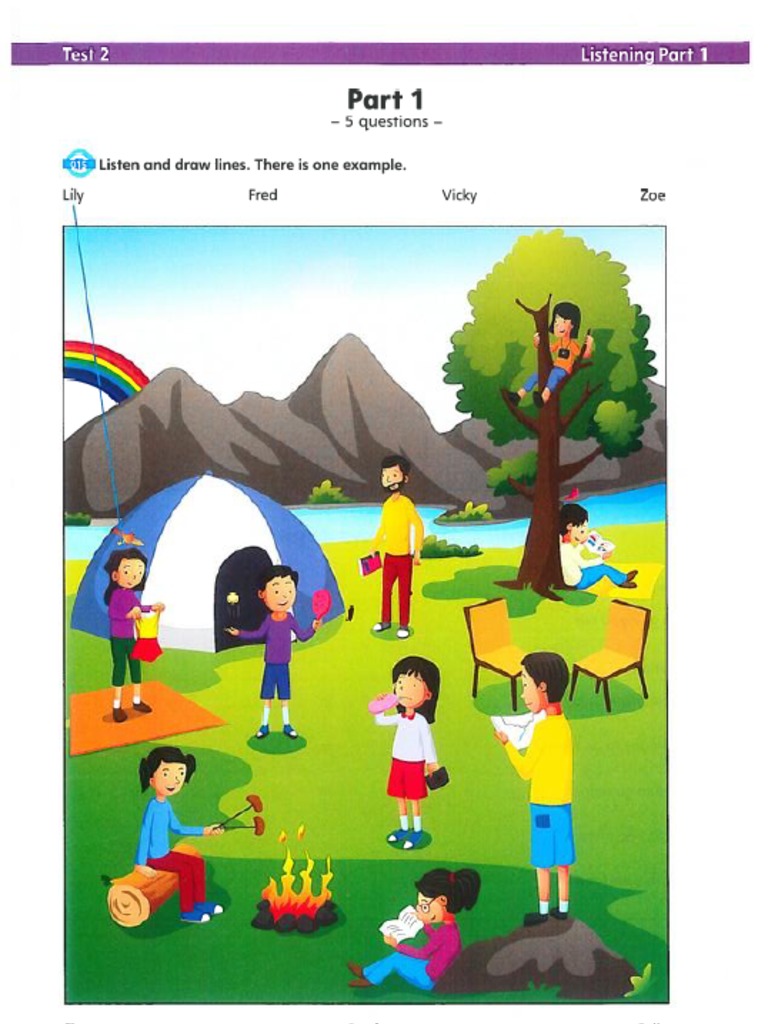 Test 2 Listening Part 1: Listen and Draw Lines. There Is One Example ...