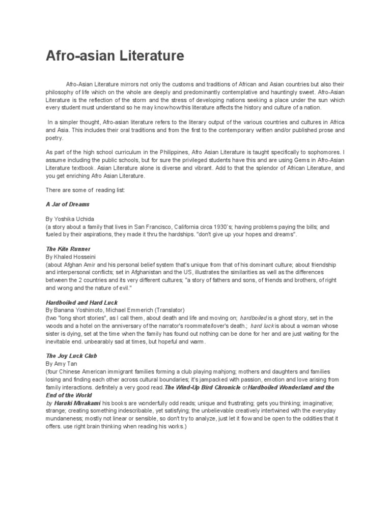 Afro Asian Literature | PDF
